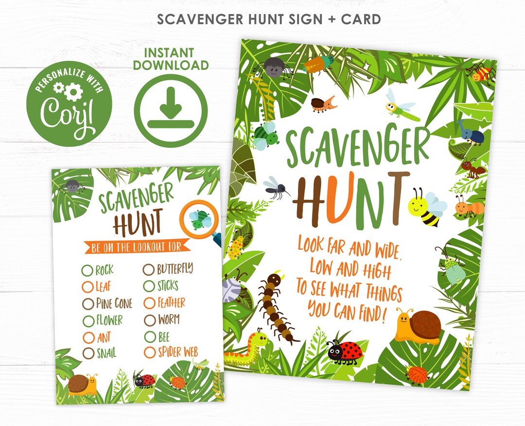Bugs Scavenger Hunt Game, Editable Insects Printable (instant Download ...