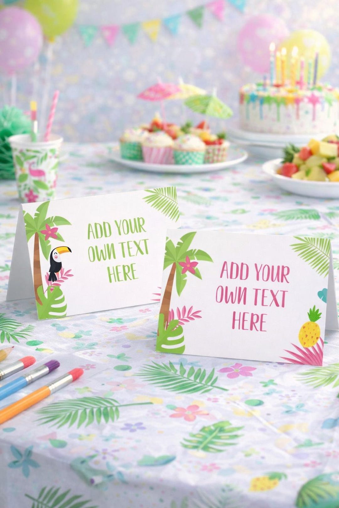 Luau Tropical Food Tent Cards, Editable Printable Buffet Labels ...