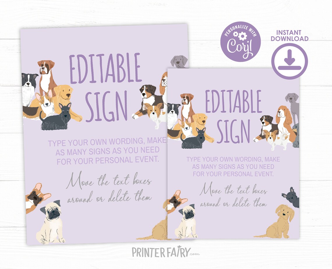 Puppy Adoption Birthday Editable Sign, It's a Paw-ty! Pet Adoption ...