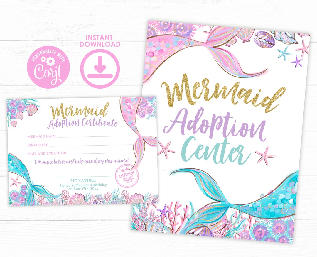 Mermaid Adoption, Adopt a Mermaid, Mermaid Adoption Certificate ...