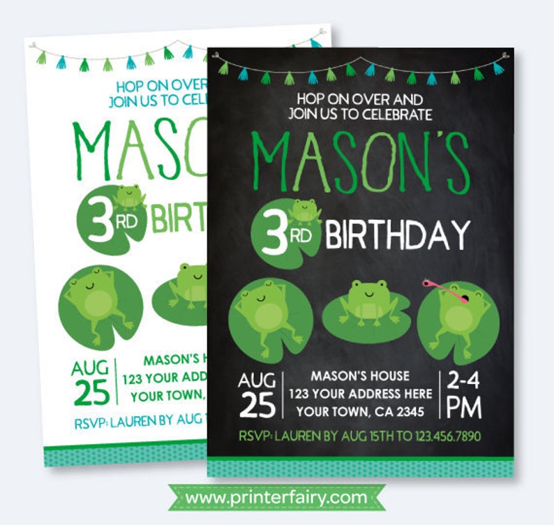 Frog Birthday Invitation Any Age Pond Invitation Animal | Etsy