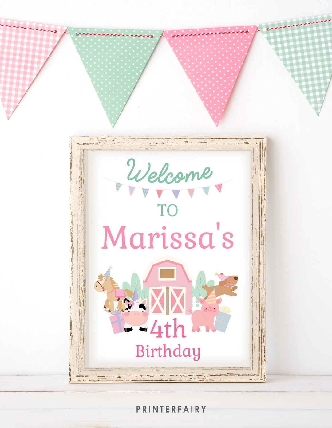 Farm Birthday Welcome Sign, Cute Farm Animals, Farm Birthday Party Sign ...