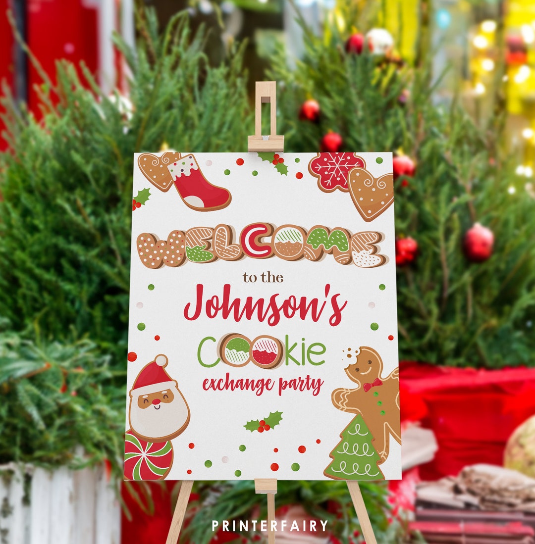 Holiday Christmas Cookie Exchange Welcome Sign for Festive Gatherings ...