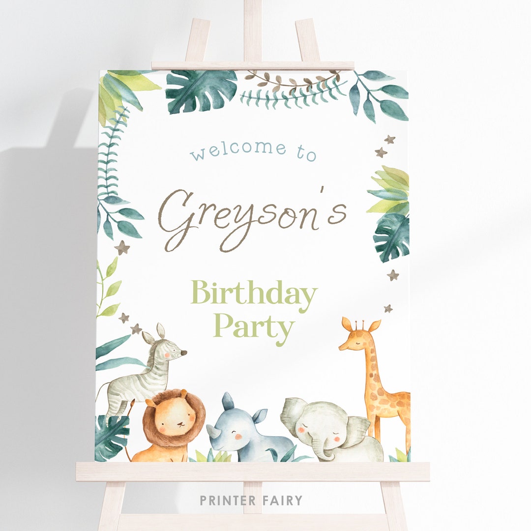 Safari Welcome Sign for Birthday Party Decorations, Wild One Party ...