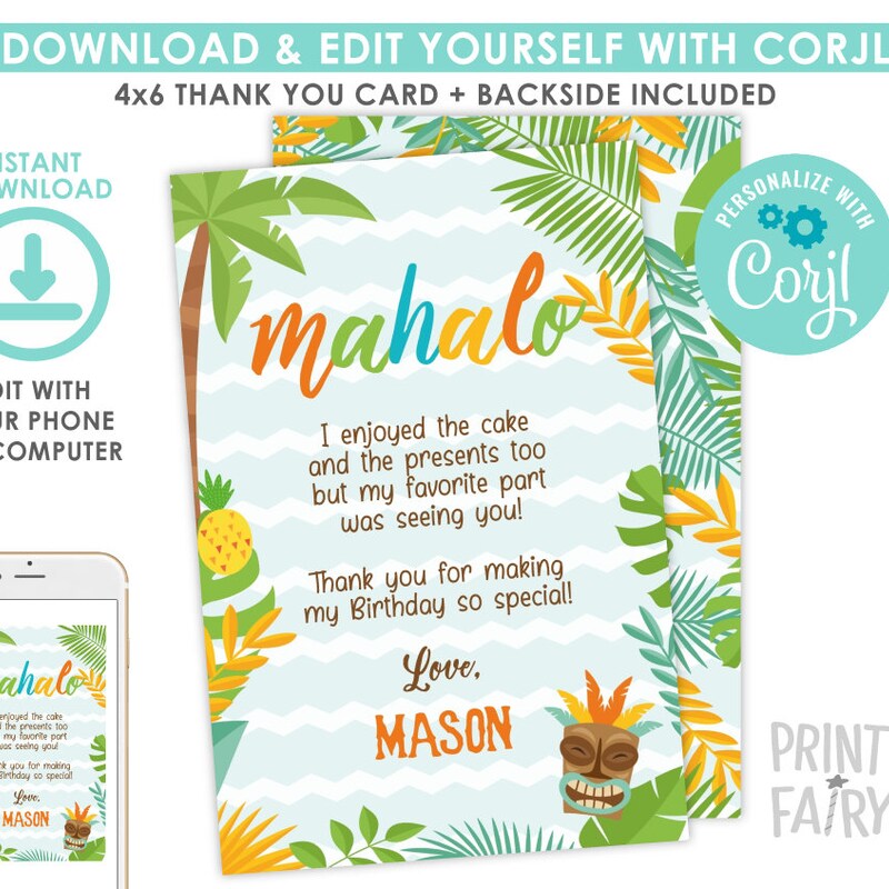 Mahalo Thank You Cards - Etsy