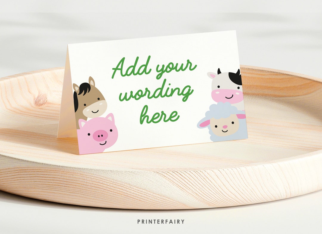 Farm Birthday Party Food Tents, Editable, Farm Animals Food Table ...