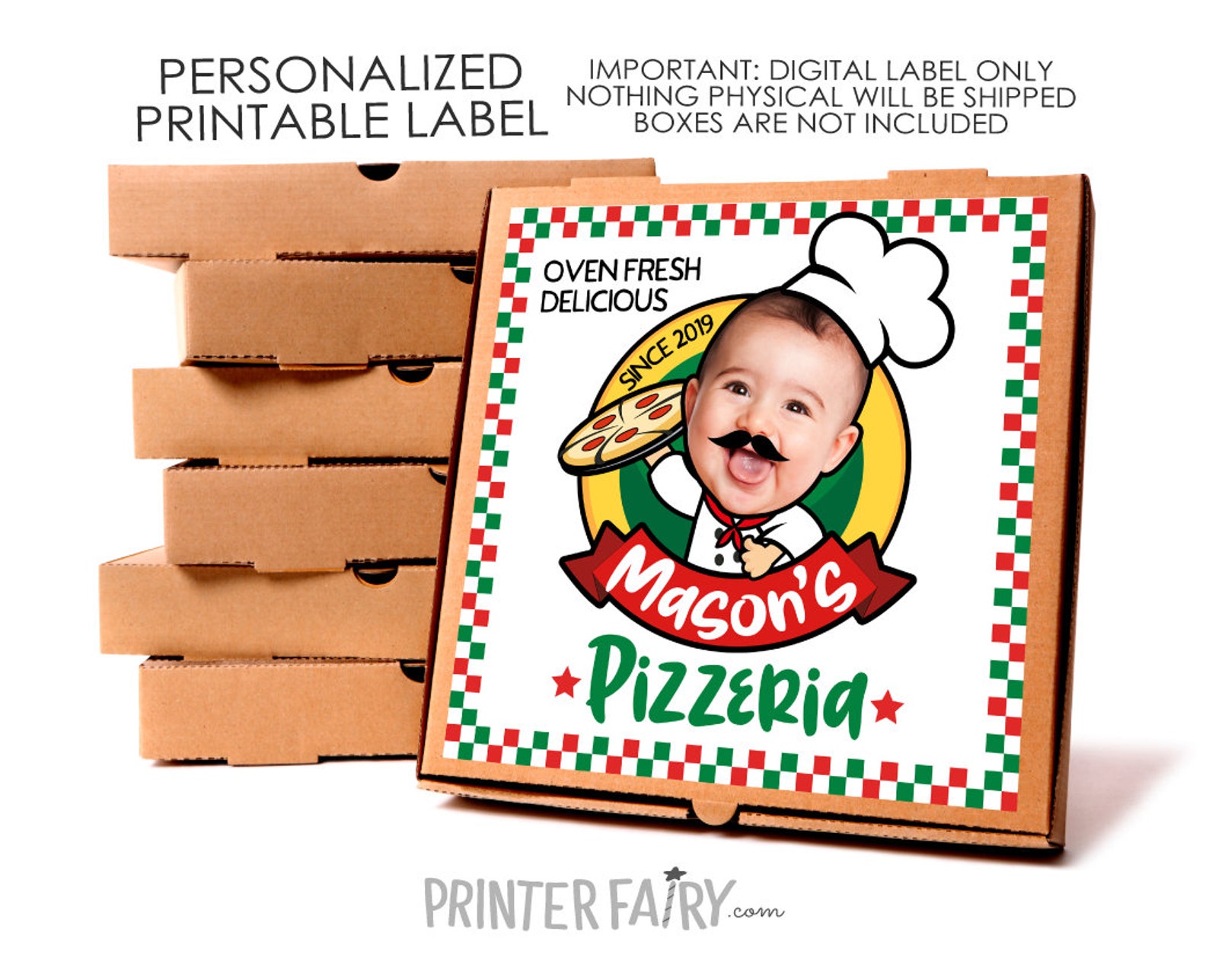 Pizza Box Printable Label Pizza Birthday Party Italian - Etsy