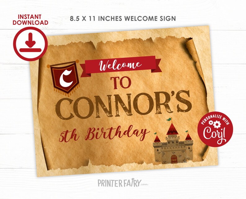 Welcome Sign Knight Birthday Invitation Medieval Birthday - Etsy