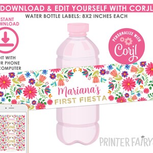 Fiesta Water Bottle Labels, EDITABLE, Cinco De Mayo, Fiesta Decorations ...