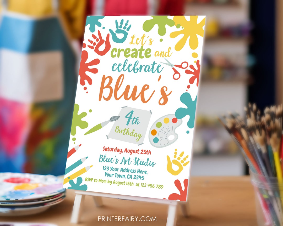 Paint Party Invitation, EDITABLE, Art Birthday Party Invitation, Art ...