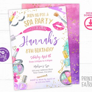 Spa Party Invitation, Glitz & Glam Party Invitation, Spa Birthday Party ...