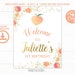 Peach Welcome Sign EDITABLE, Sweet as a Peach, Peach Birthday, Floral ...