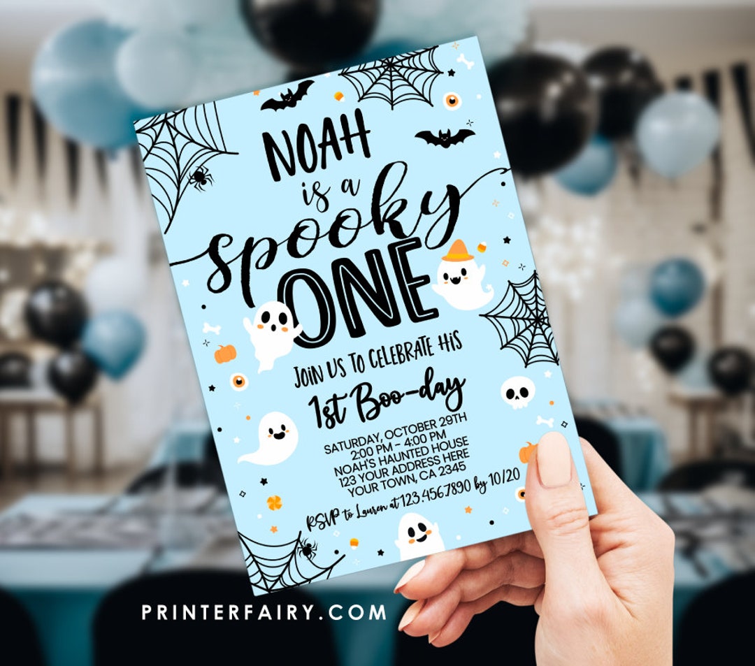 Spooky One Invitation EDITABLE Halloween 1st Birthday Invitation Ghost ...