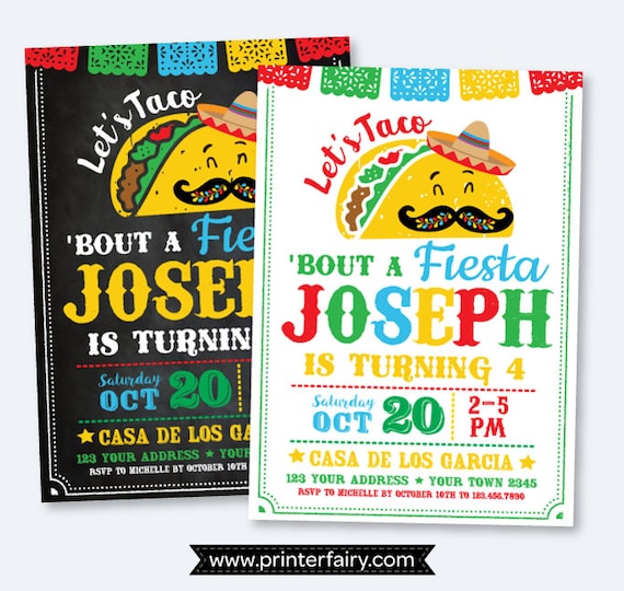 Taco Birthday Invitation, Fiesta Birthday Party, Mexican Birthday ...