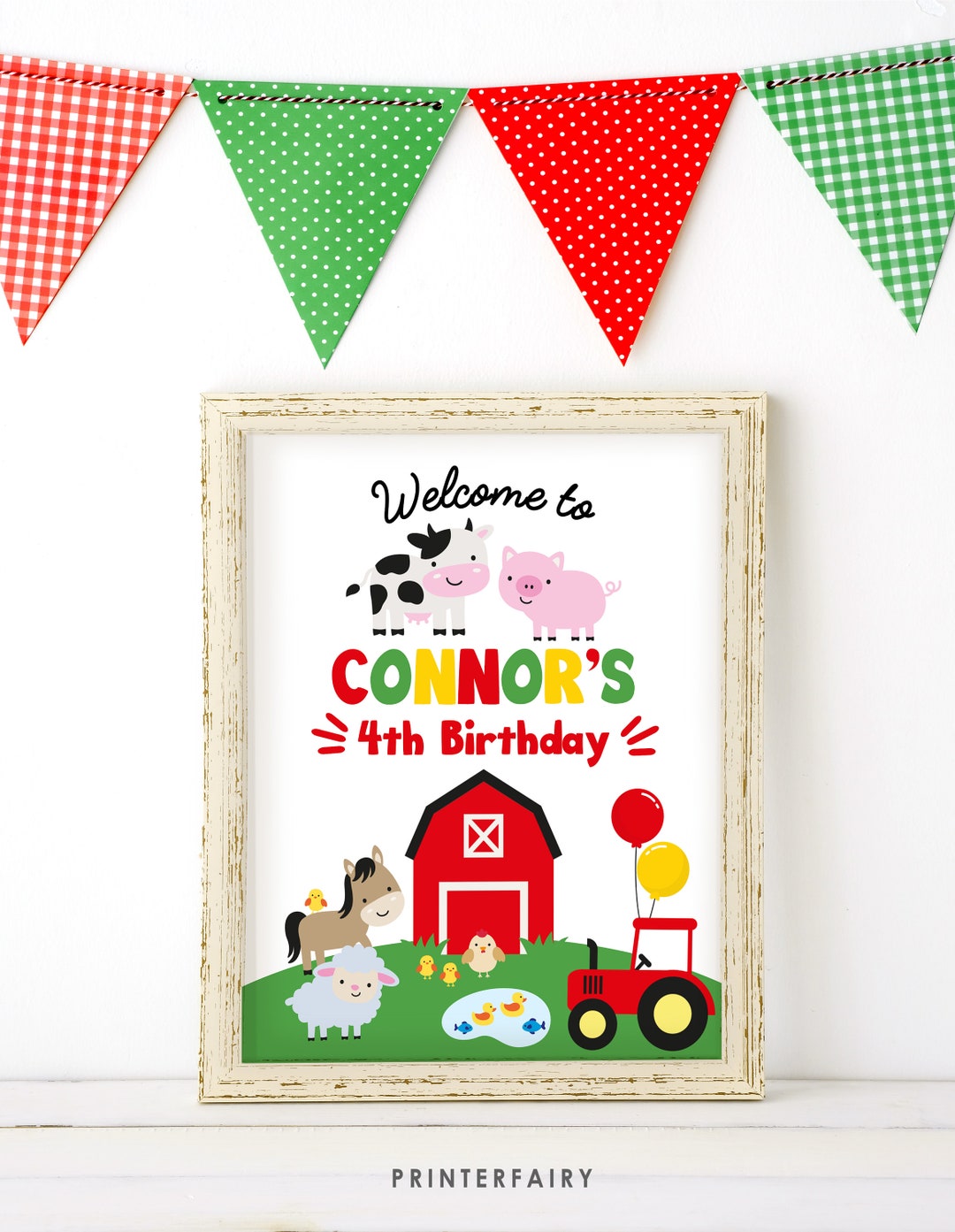 Farm Birthday Party Welcome Sign, Editable, Farm Animals Party ...
