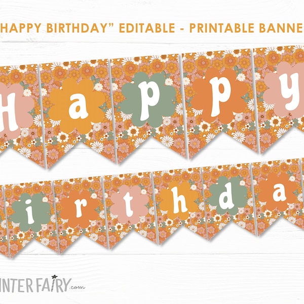 Printable Groovy Birthday Banner - Etsy
