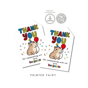 Capybara Party Favor Tags Editable Template, Capibara Party Decorations ...