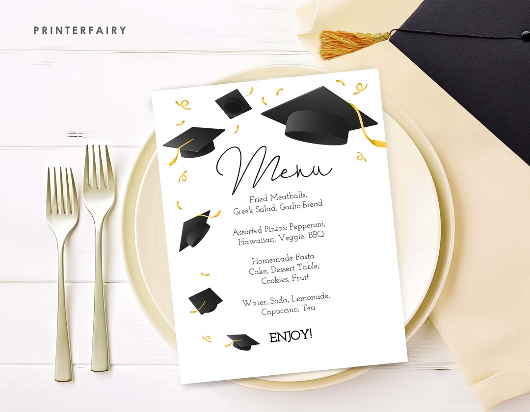 Graduation Party Menu, Editable Template, College Graduation Decor ...
