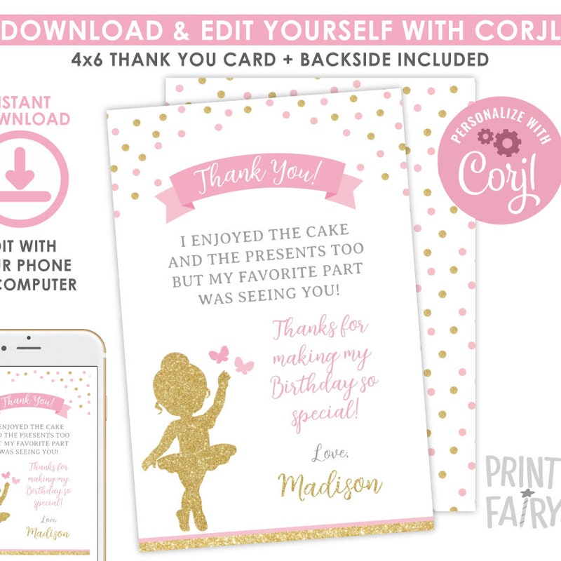 Ballerina Thank You - Etsy