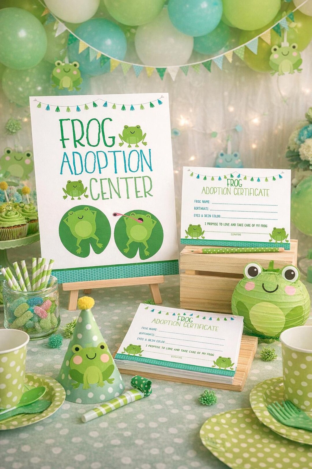 Frog Adoption Party Sign and Certificate (printable) - Etsy