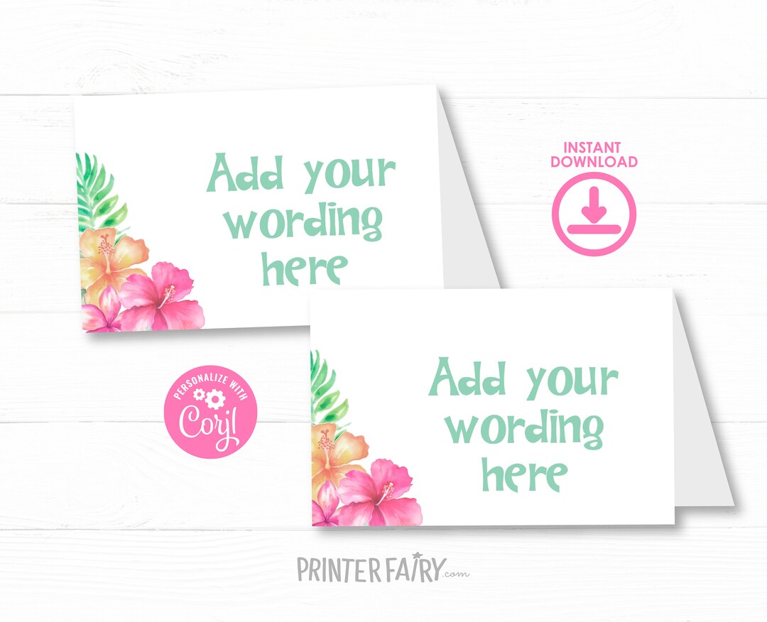 Luau Birthday Party Food Tents, Hawaiian Dinner Table Labels, Tropical ...