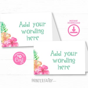 Luau Birthday Party Food Tents, Hawaiian Dinner Table Labels, Tropical ...