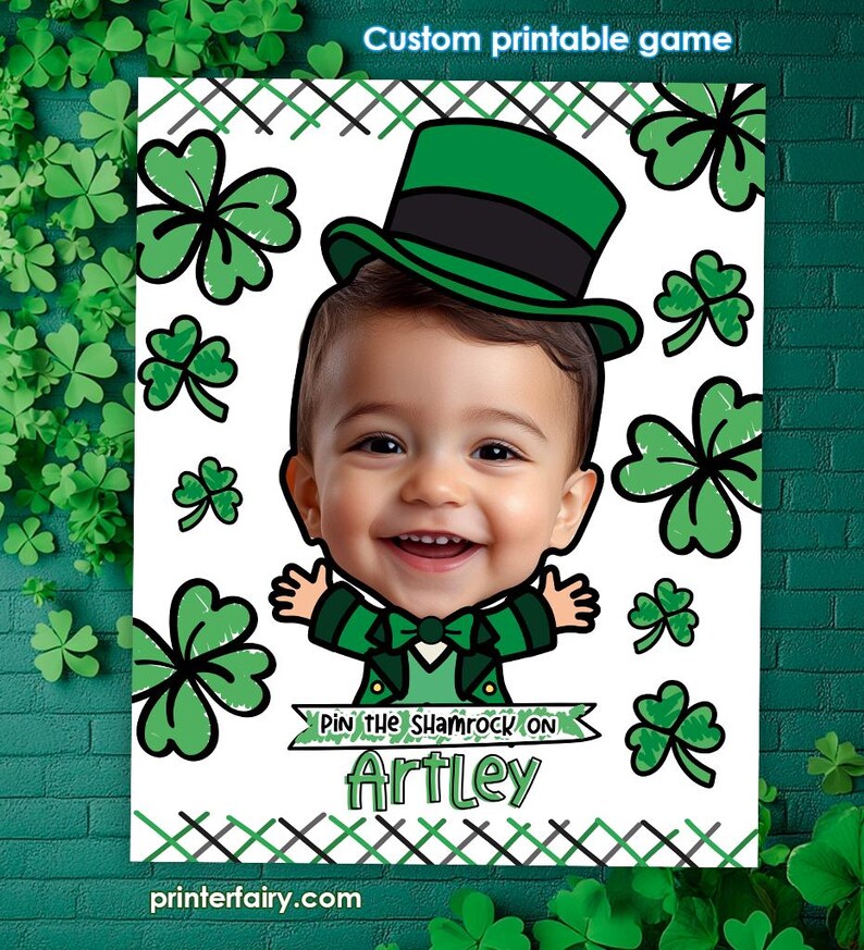 Personalized St Patricks Day Pin the Shamrock Game Poster (digital ...