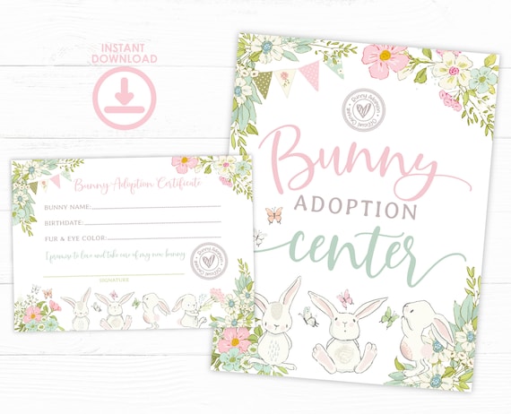 Adopt a Bunny, Not Editable, Bunny Adoption Certificate, Bunny Adoption ...