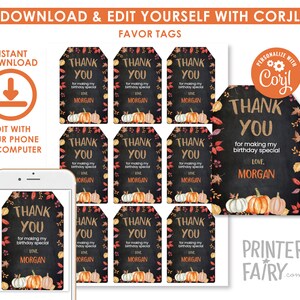Pumpkin Patch Favor Tags, EDITABLE, Fall Thank You Tags, Little Pumpkin ...