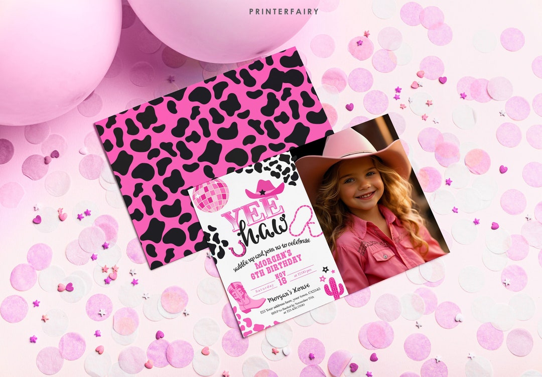 Editable Photo Disco Cowgirl Party Invitation, Cowgirl Big Little ...