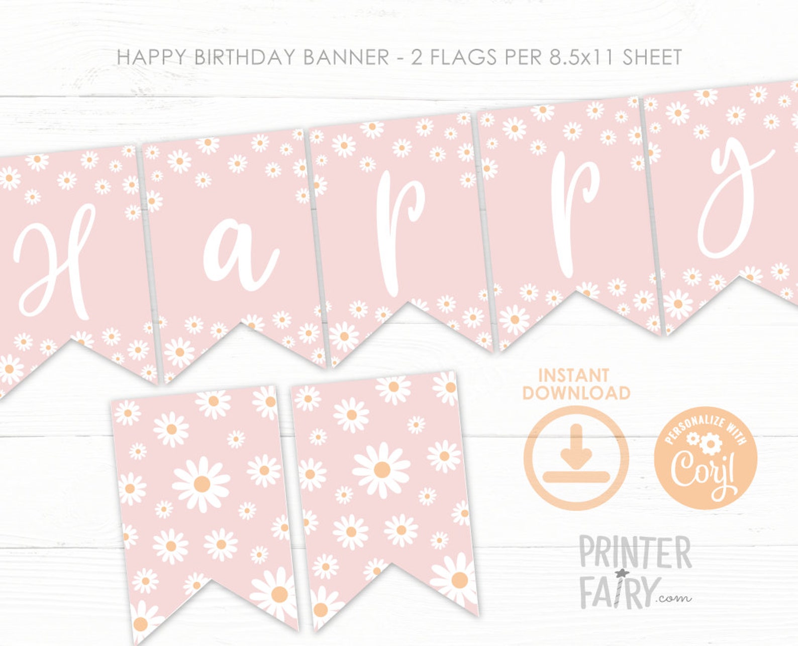 Daisy Banner EDITABLE Daisy Birthday Party Floral Birthday - Etsy