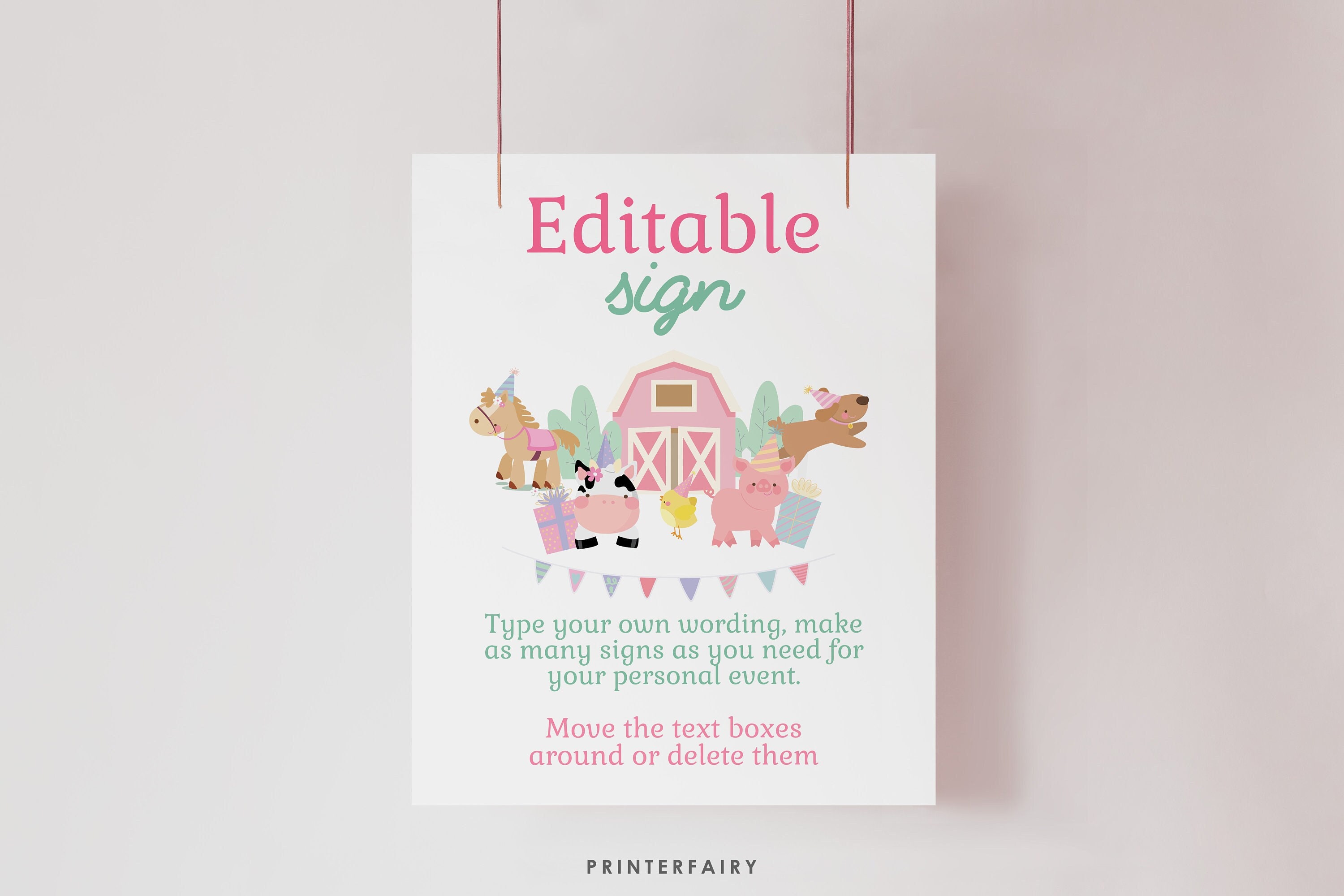 Farm Birthday Editable Sign, Cute Farm Animals, Farm Birthday Party ...