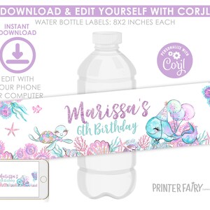 Under the Sea Party Water Bottle Labels, Birthday Party Bottle Label ...