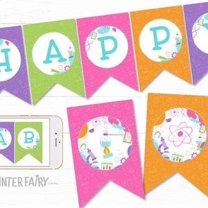 Science Birthday Party Banner, EDITABLE, Science Theme Party, Science ...