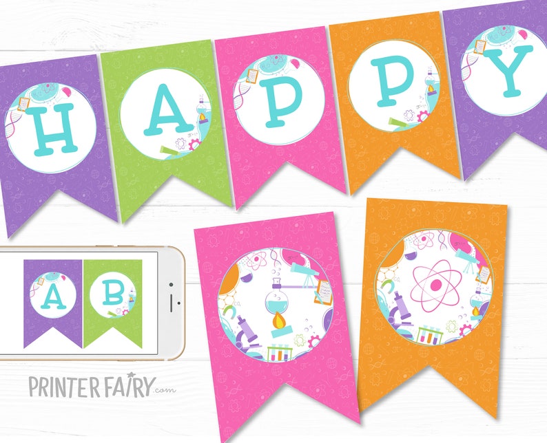 Science Birthday Party Banner, EDITABLE, Science Theme Party, Science ...