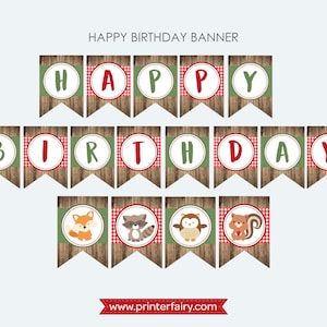 Woodland Printable Banner, Forest Birthday Party Decor, Printable ...