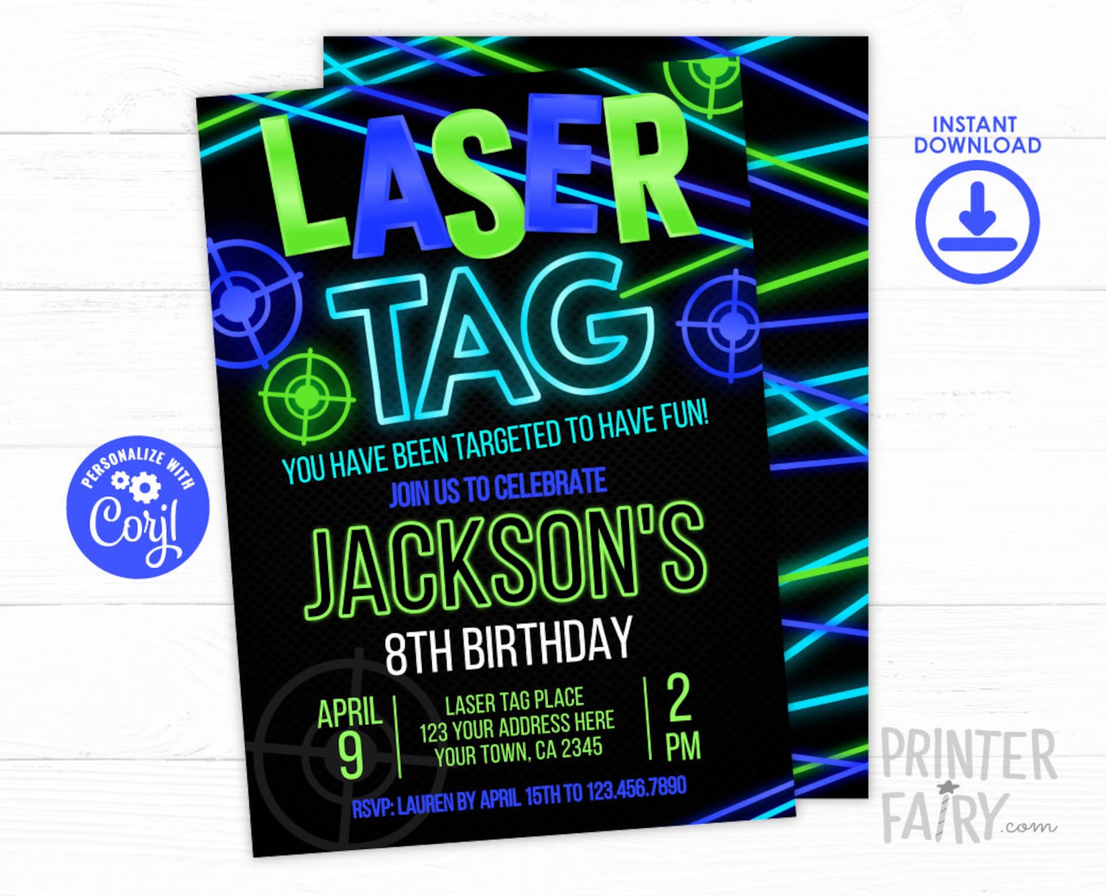 Laser Tag Birthday Invitation EDITABLE Laser Tag Invitation - Etsy