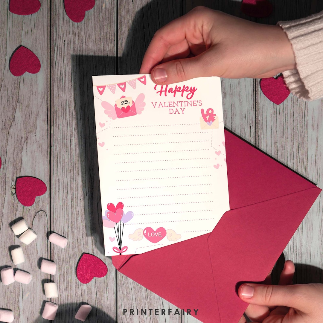 Valentines Love Letter Template, Editable, Valentine Day Love Card ...