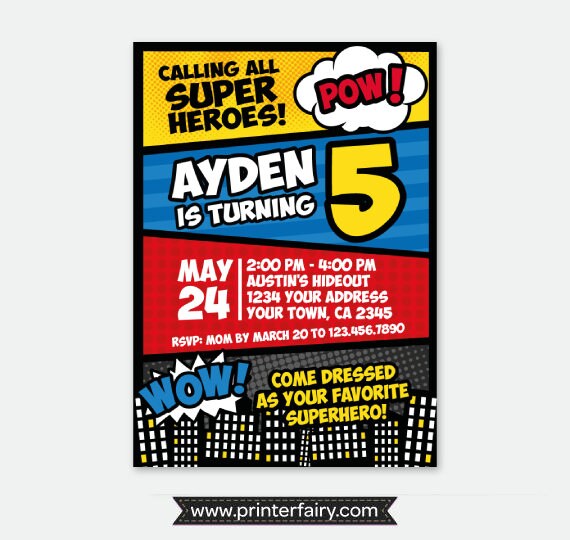 Superhero Invitation, Superheroes Birthday Party, Superhero Invite ...