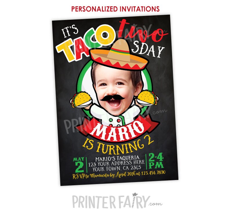 Taco Tuesday Birthday Invitation With Photo Fiesta | Etsy