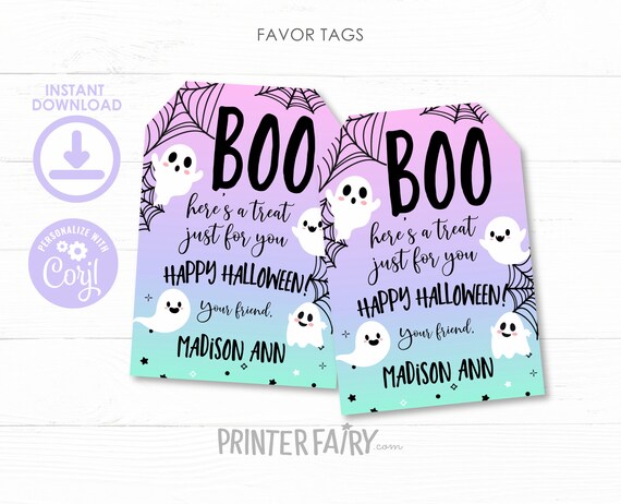 Halloween Favor Tags, Boo Favor Tags, Ghost Party, Spooky Thank You ...