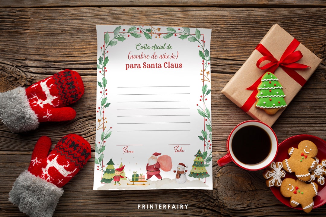 Carta a Papá Noel En Español Con Espacio Para Escribir a Mano, Editable ...