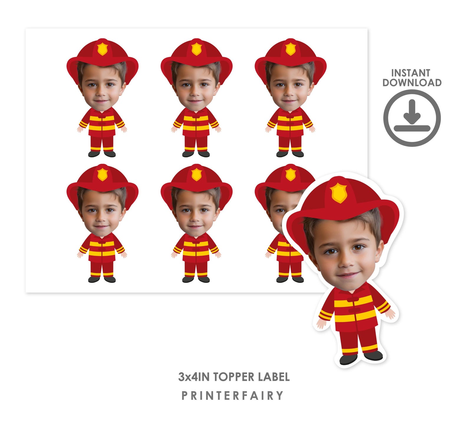 Firefighter Personalized Photo Toppers, Printable Personalized ...