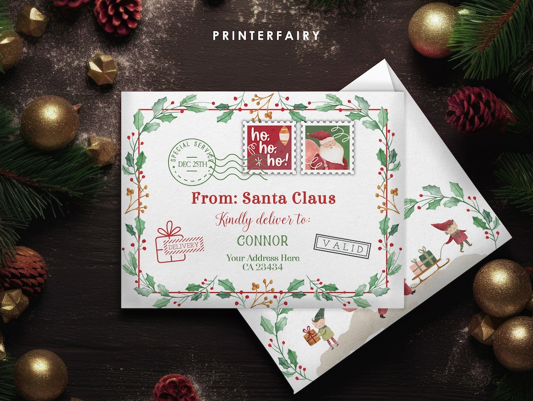 Editable Santa Envelope, North Pole Mail, Santa Claus Letter, Christmas ...