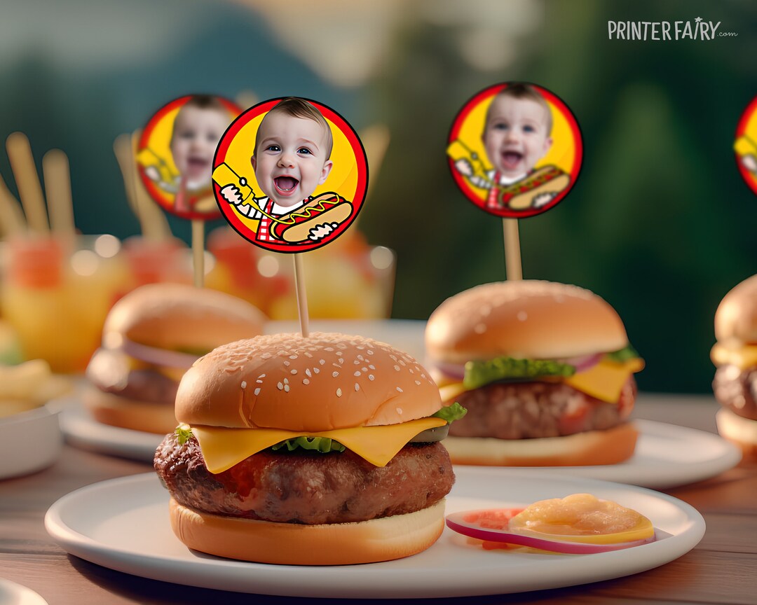 BBQ Birthday Party Toppers With Photo BBQ Party Decorations - Etsy