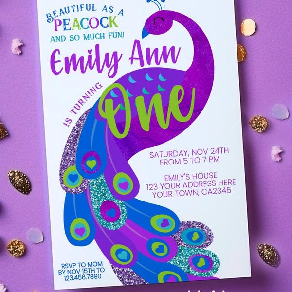 Peacock Invitations - Etsy