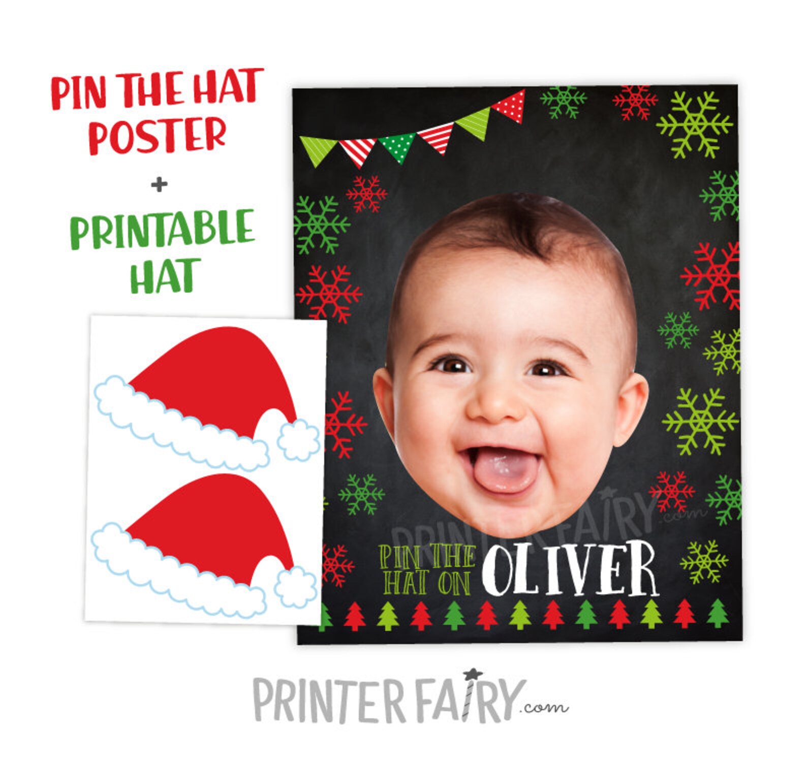 Pin the Hat Game Christmas Birthday Party Ugly Sweater Party | Etsy