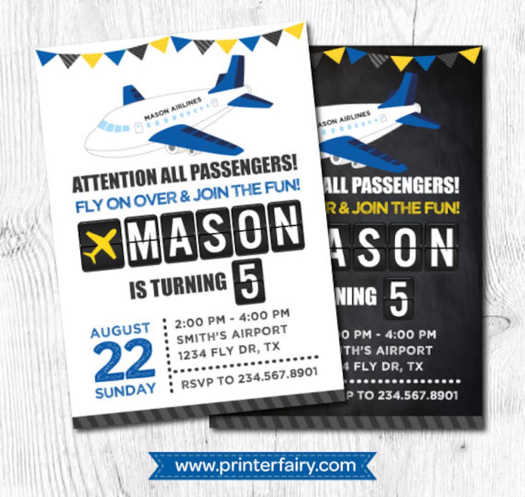 Airplane Invitation, Plane Birthday Party, Time Flies Birthday ...