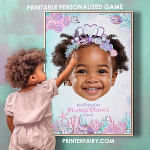 Pin the Crown Game, Pin the Jewel, Mermaid Birthday Party, Pin the Tail ...