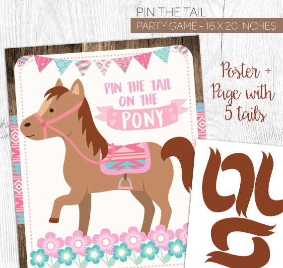 Pin the tail on the pony, Pin the tail on the horse, Pony Birthday ...